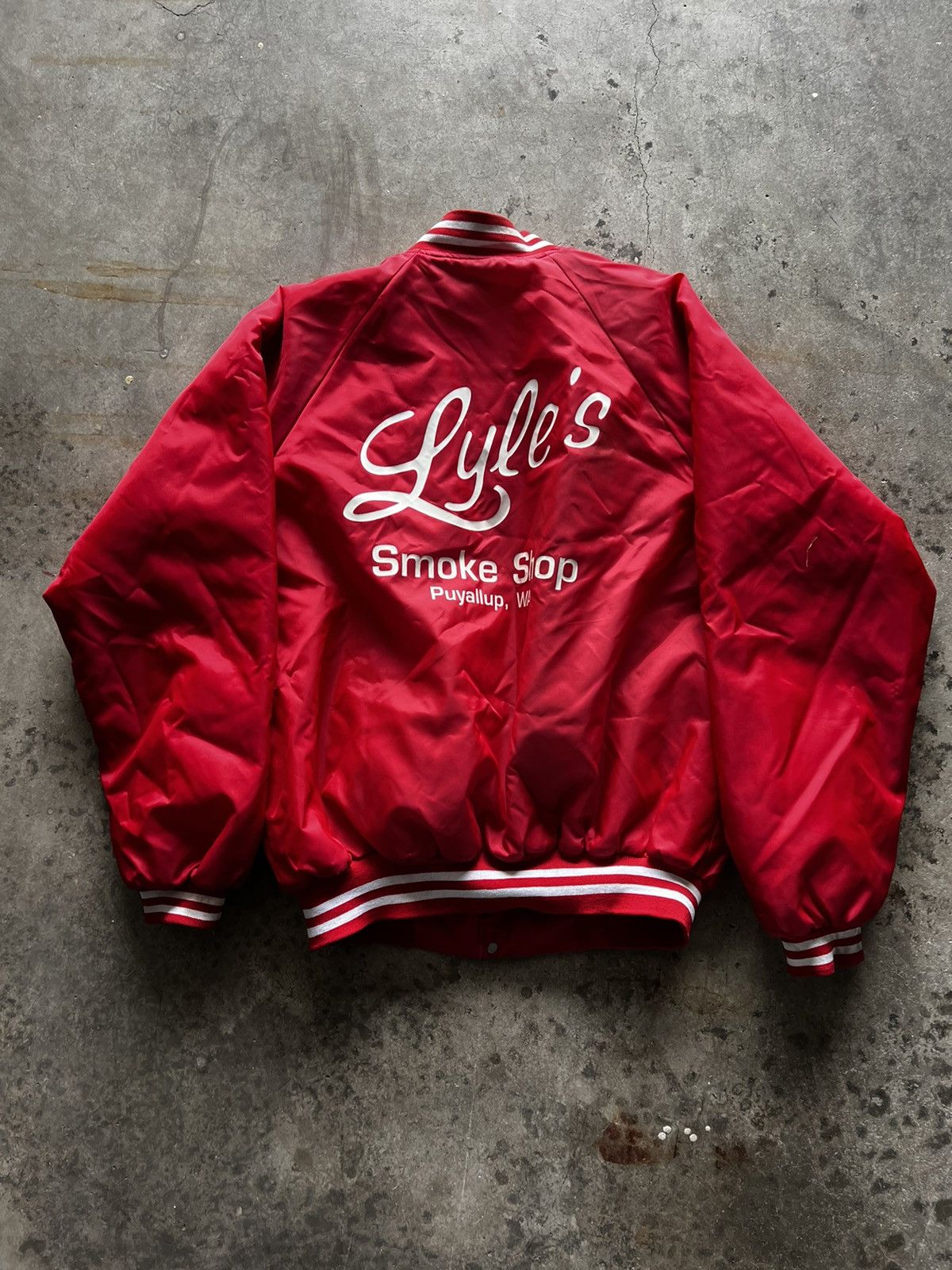 Vintage XL vintage 1980s Lyles Smoke Shop Puyallup WA bomber jacket ...