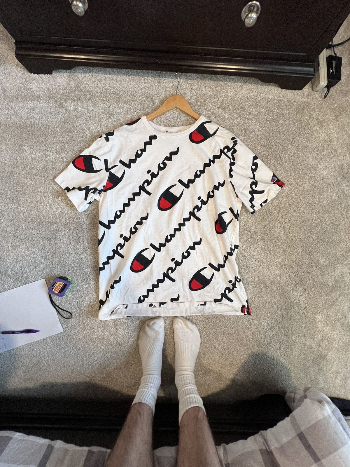 Champion × Streetwear × Vintage Champion all over print t shirt | Grailed