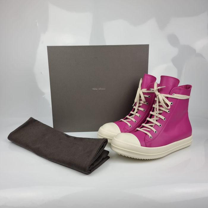 Rick Owens Rick Owens Ramones Leather Hot Pink High Top Sneakers New 44 ...
