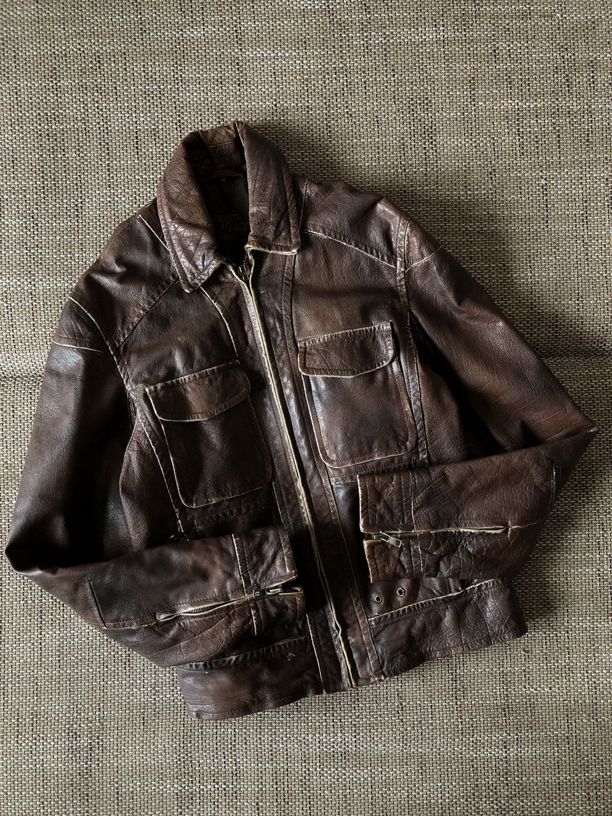 Japan Rags × Leather Jacket × Vintage Japan Rags Leather Brown 90’s ...