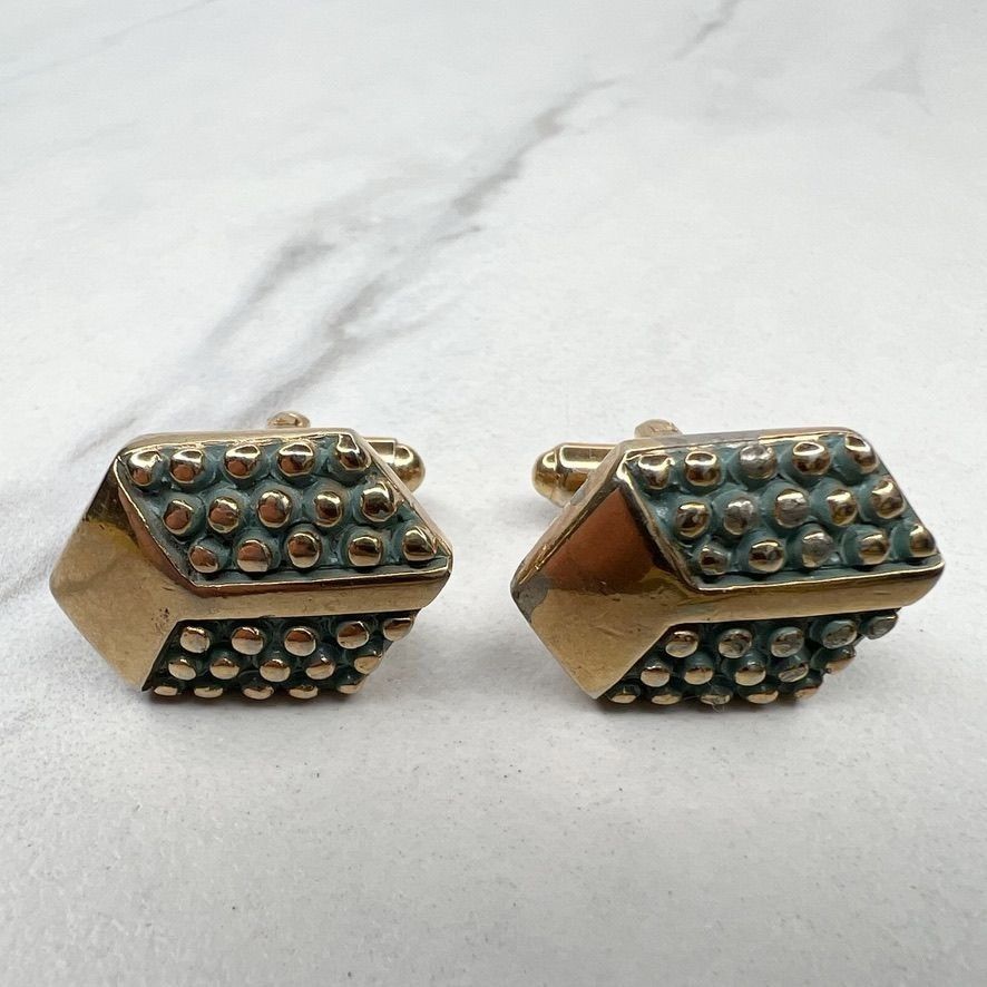 Vintage Hickok Vintage Gold Tone Studded Cufflinks | Grailed