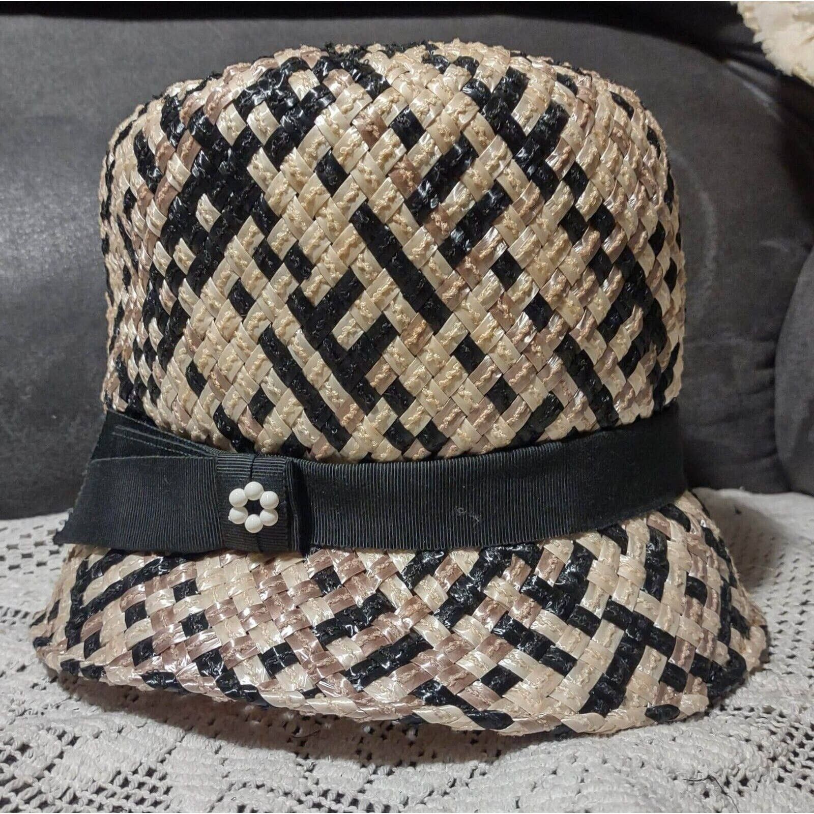 Unionmade Vintage Ladies Straw Union Made Hat Black Ribbon Flower | Grailed