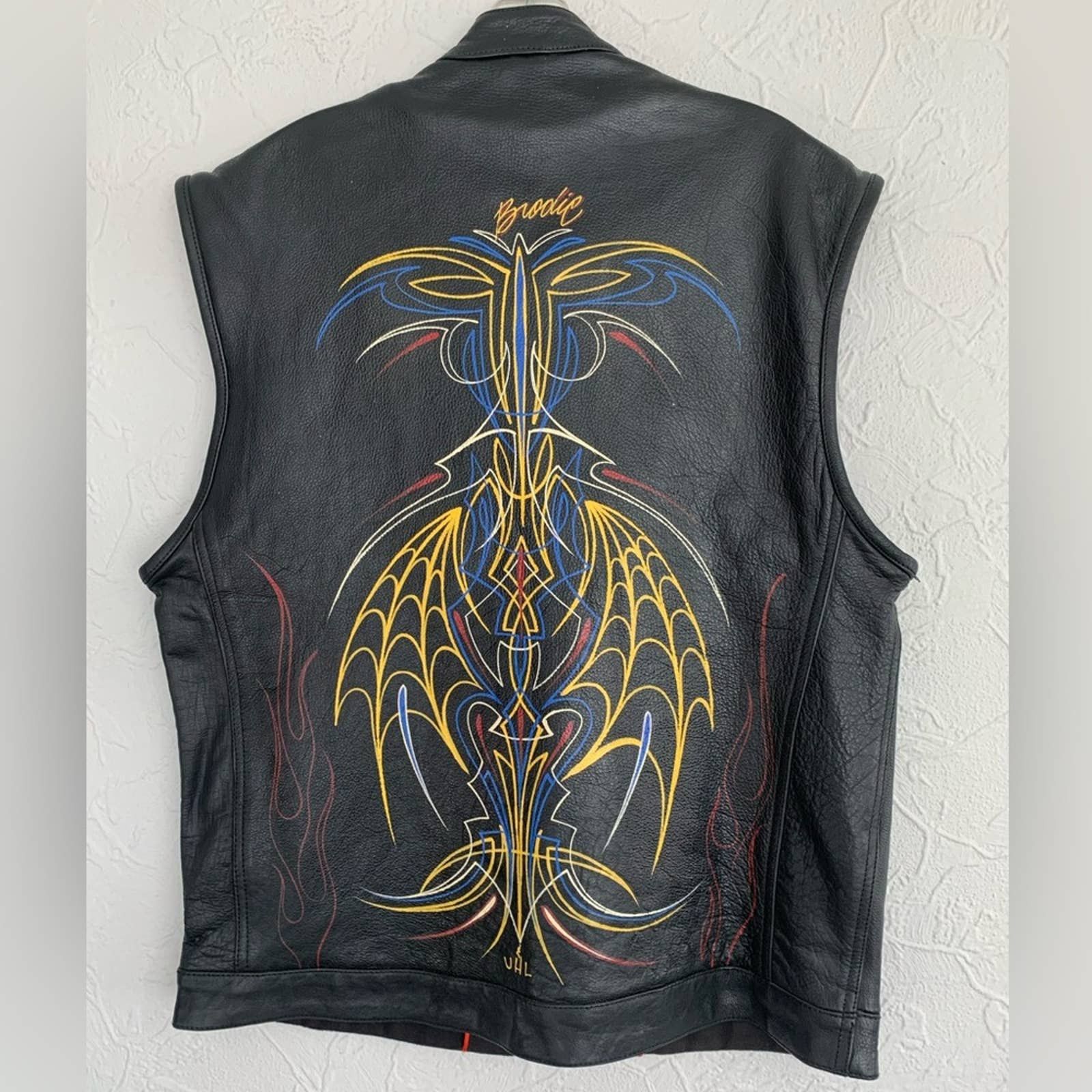 Harley Davidson CUSTOM LEATHER MOTORCYCLE VEST PINSTRIPE BY MARK BRODIE ...