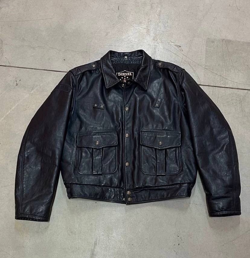 Diesel × Leather Jacket × Waxed RARE Vintage DIESEL WAXED Leather ...