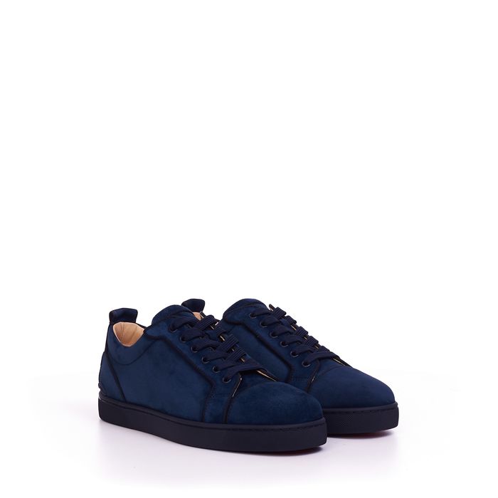 Christian Louboutin Fun Louis Junior Low Top Sneaker In Navy Blue Suede ...
