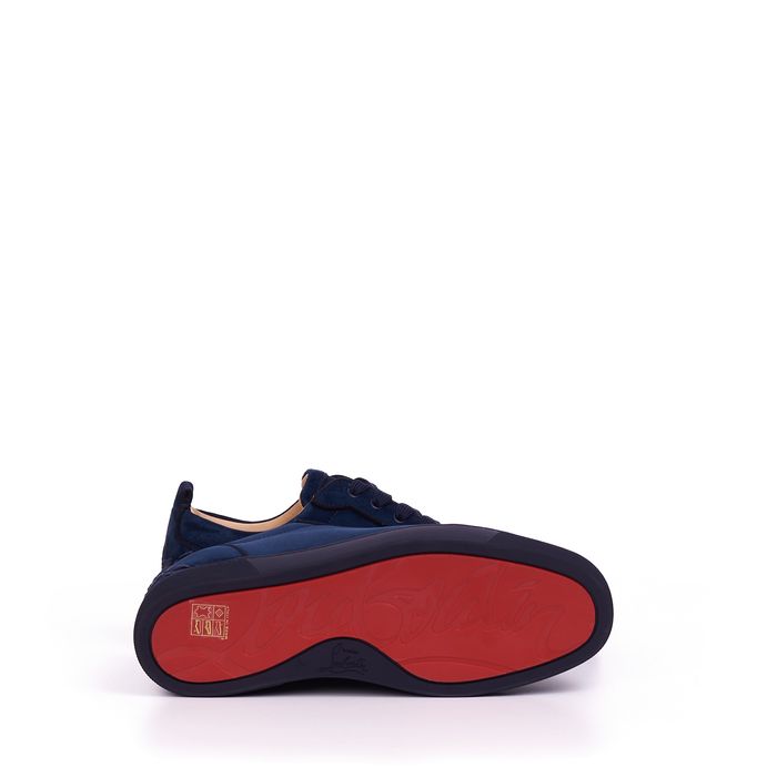 Christian Louboutin Fun Louis Junior Low Top Sneaker In Navy Blue Suede ...