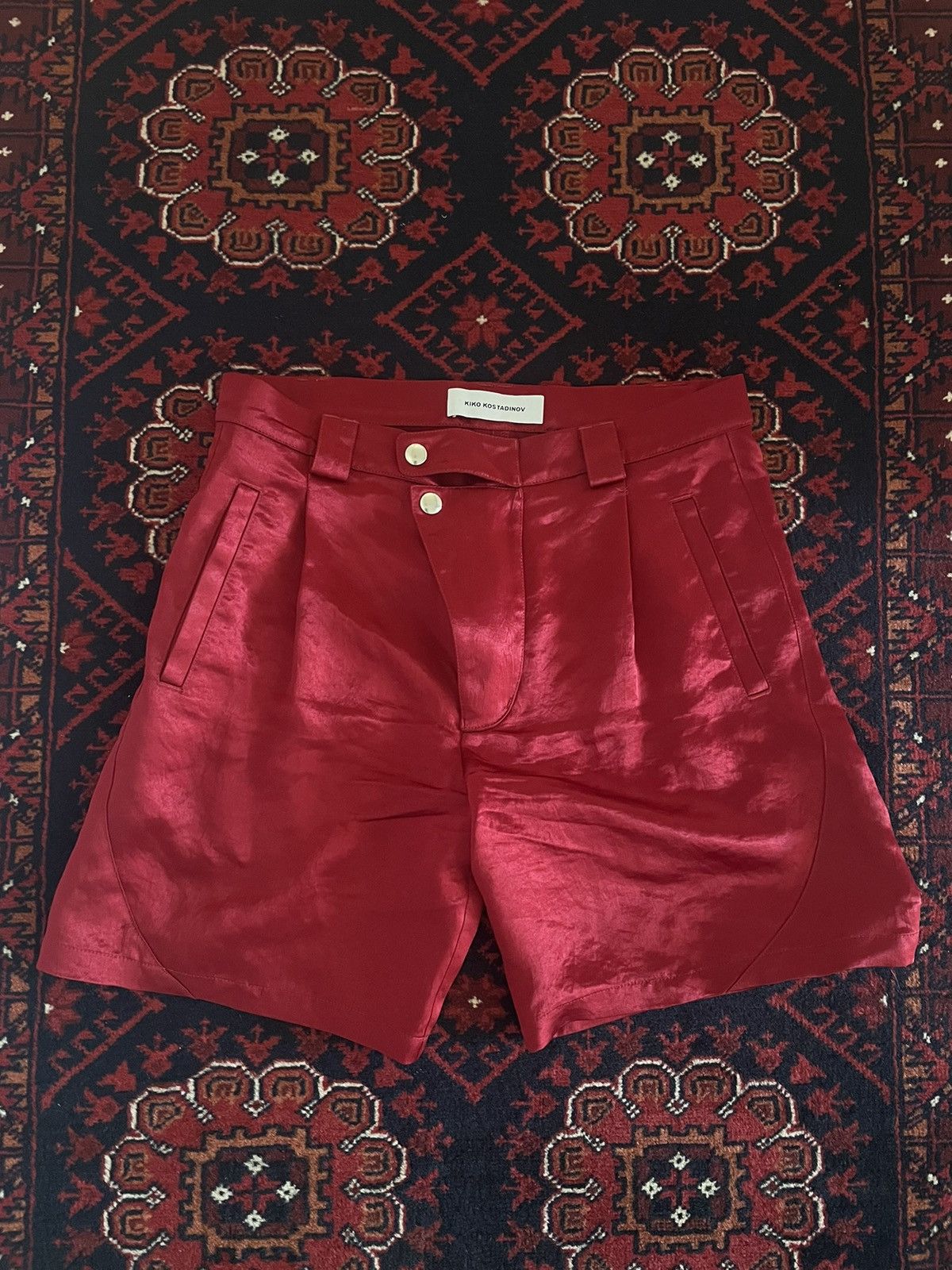 Kiko Kostadinov KIKO KOSTANDINOV RED ANSEL RACING SHORTS | Grailed