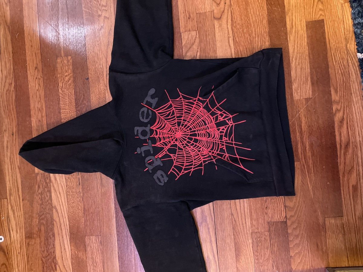 Spider Worldwide Sp5der Black and Red Hoodie | Grailed