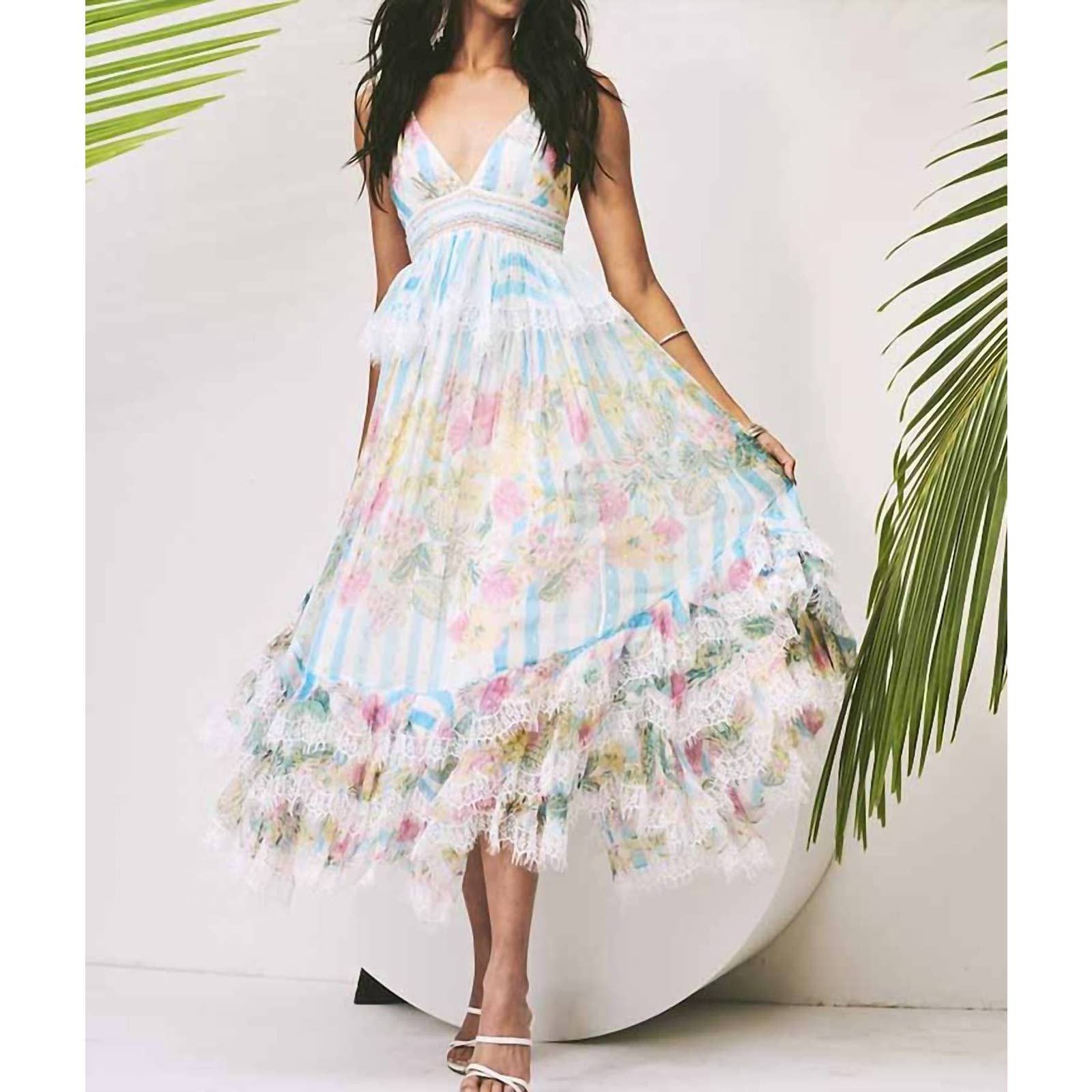 Rococo Sand Lily Long Dress In Off White & Blue | Grailed