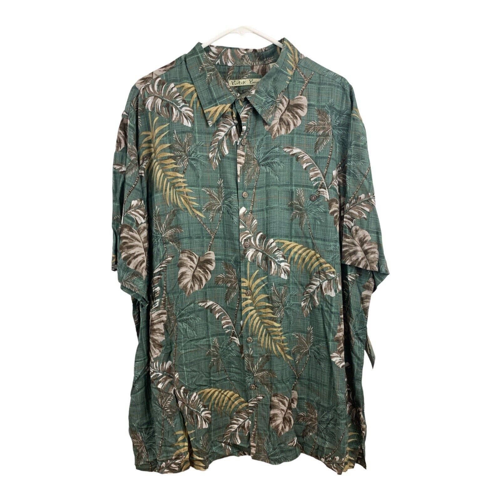 Batik Bay Batik Bay Green Hawaiian Pattern Short Sleeve Button Up XXL ...