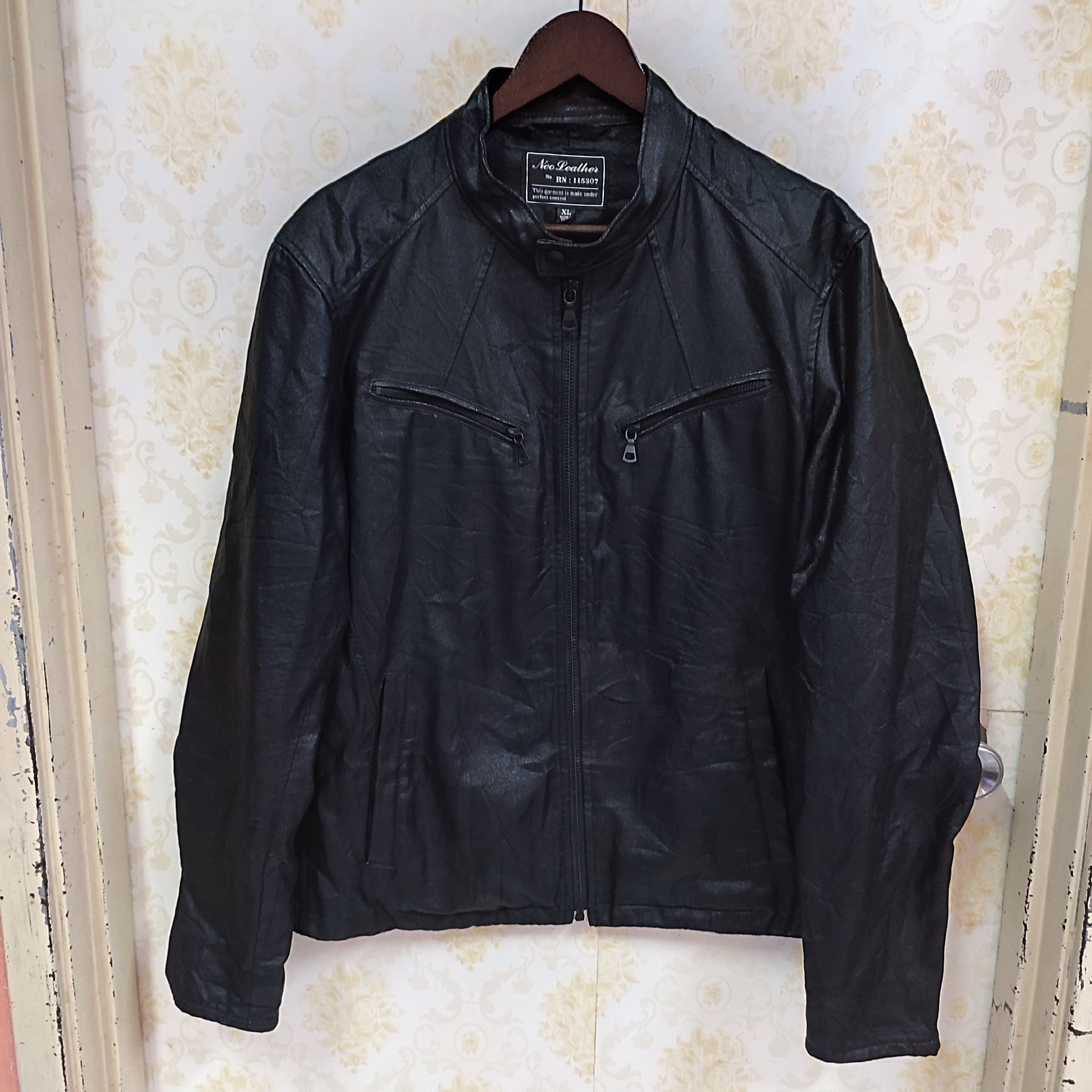 Uniqlo 🔥VINTAGE NEO LEATHER X UNIQLO TRIPLE BLACK JACKET | Grailed