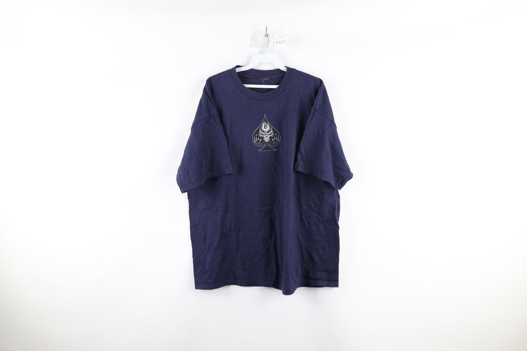 Vintage Vintage 90s Streetwear Skull Fire Flames 8 Ball Spade T-Shir ...