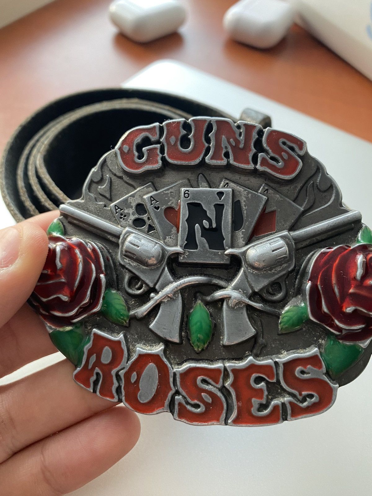 Genuine Leather × Guns N Roses × Vintage Vintage Super Rare 90s Guns N Roses leather belt | Grailed