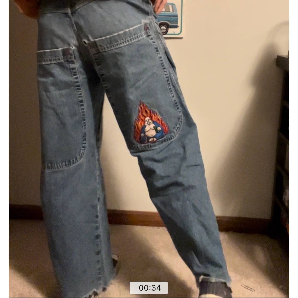 Jnco Vintage 1990s Jnco Flaming Buddha Skate Jeans Grailed
