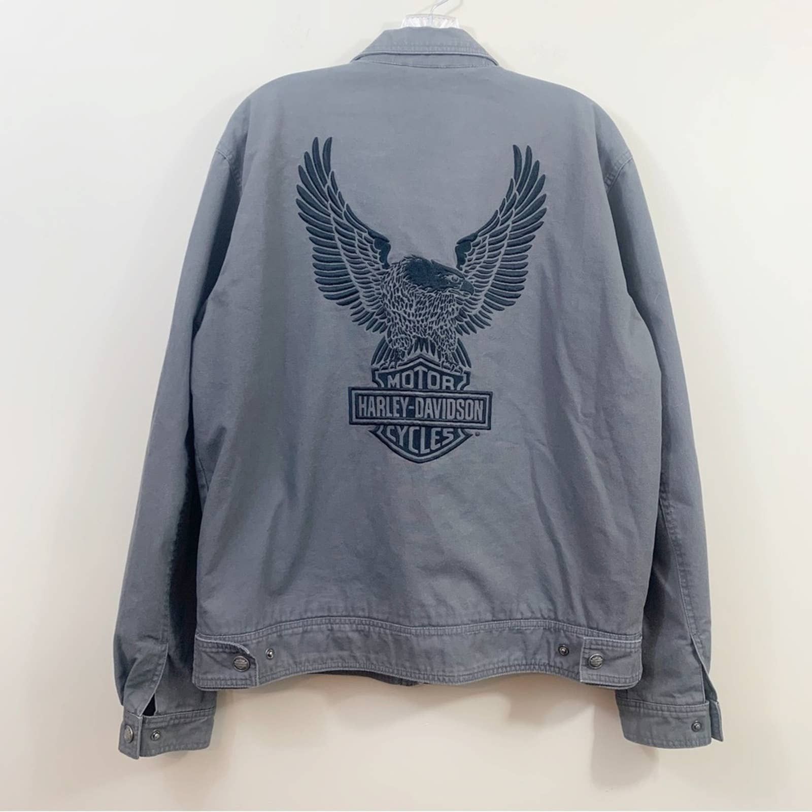Harley Davidson Harley-Davidson Embroidered Eagle Gray Utility Jacket ...