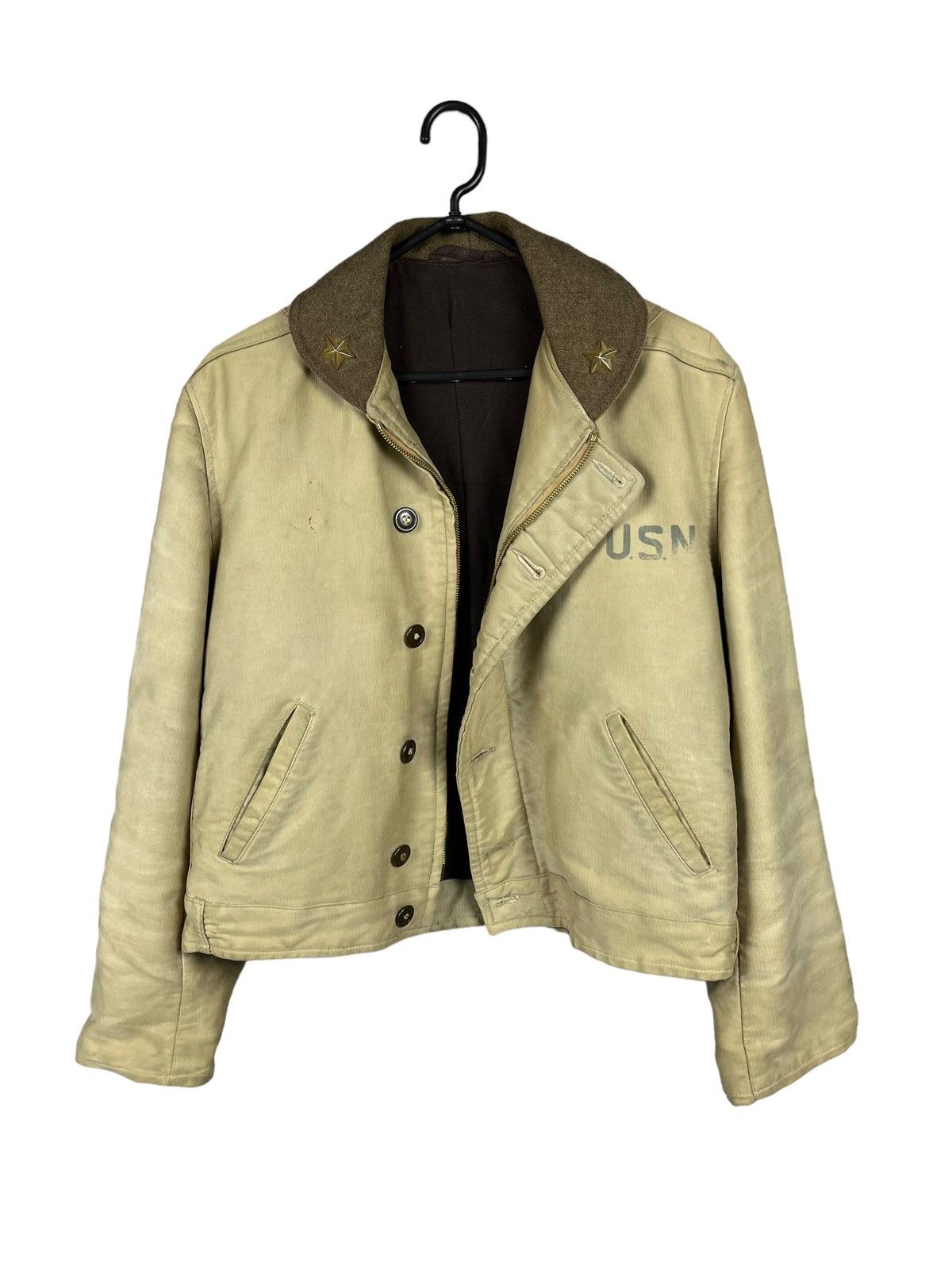 Military × Usn × Vintage Vintage USN Deck Jacket with Stars Wool ...