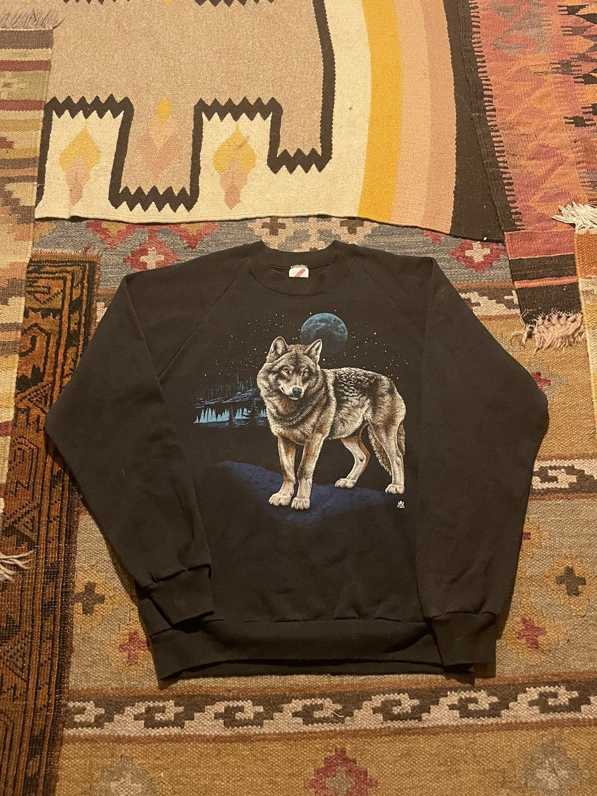 Band Tees × Streetwear × Vintage Vintage wolf sweatshirt worn by Kanye ...