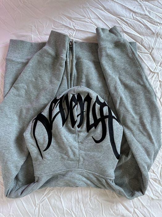 Revenge Revenge Gray Embroidered Hood Zip Up | Grailed