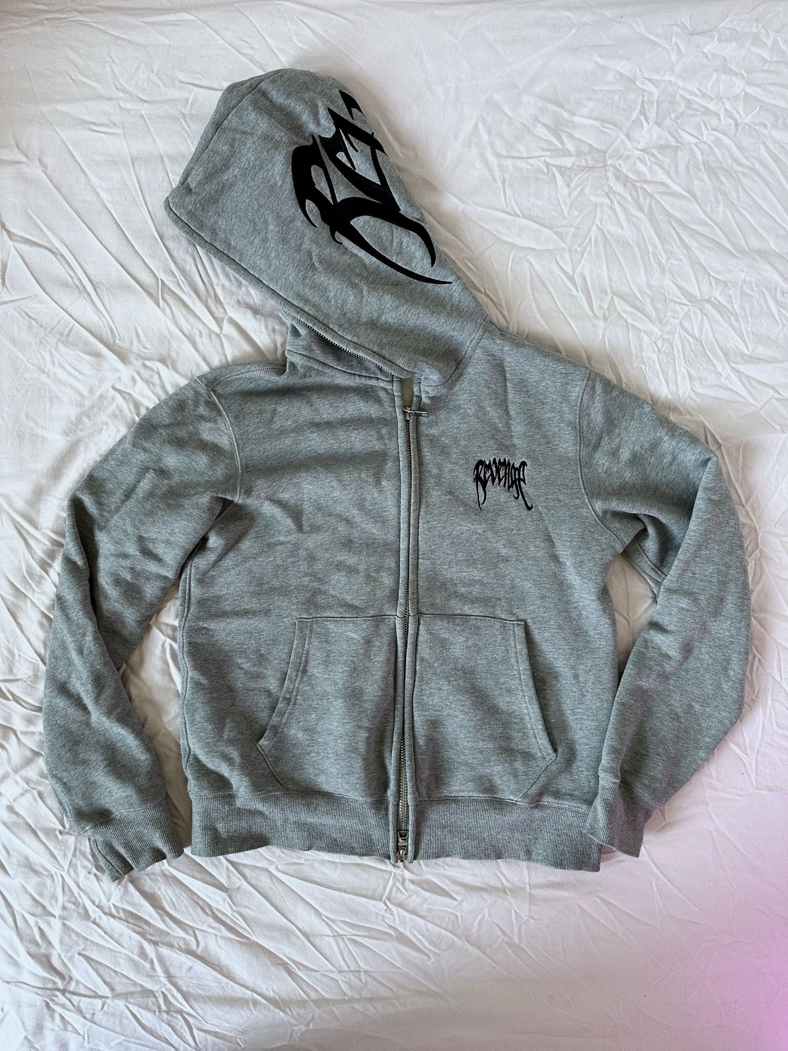 Revenge Revenge Gray Embroidered Hood Zip Up | Grailed