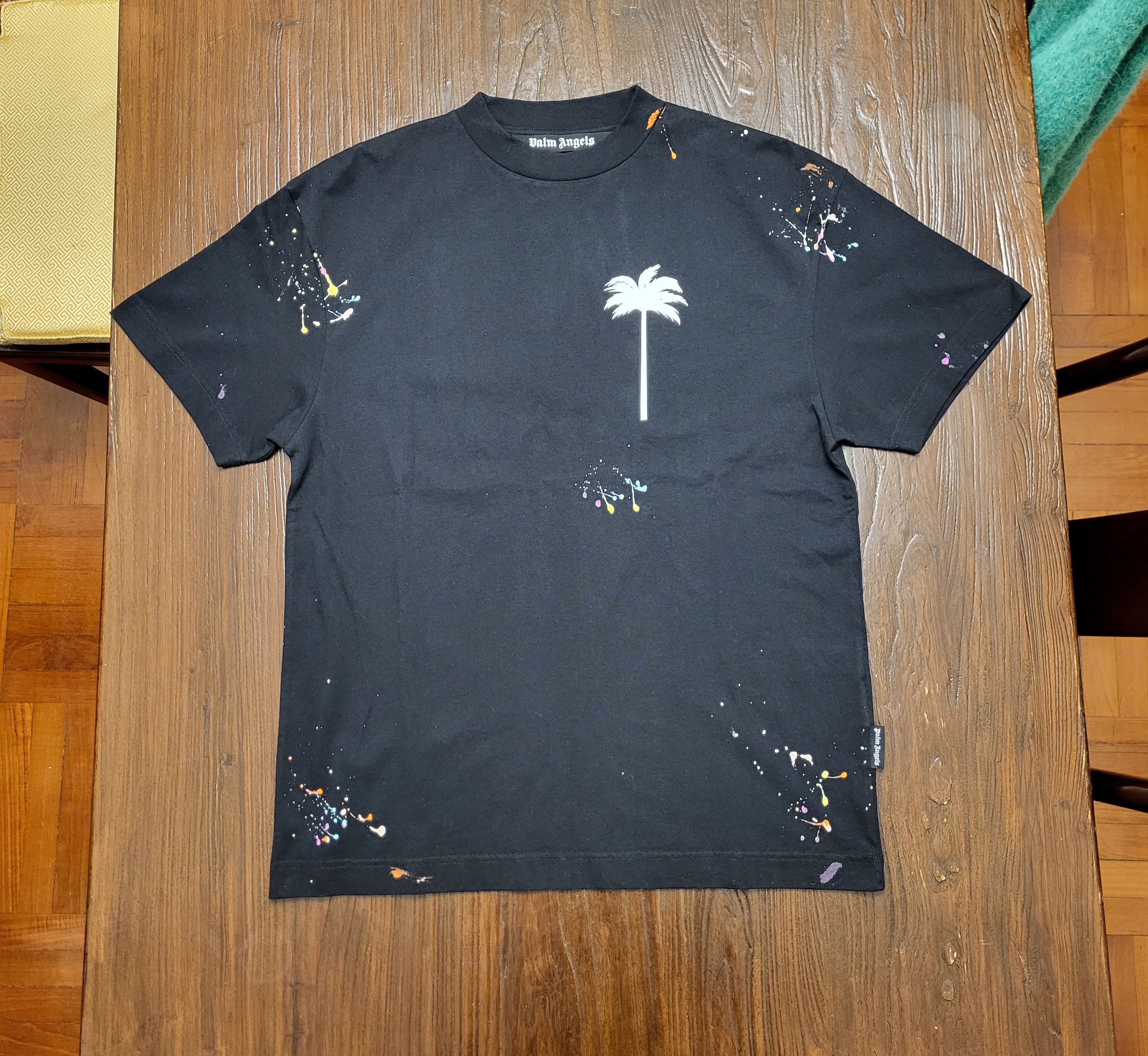 Palm Angels Paint Splatter Palm Tree T Shirt | Grailed