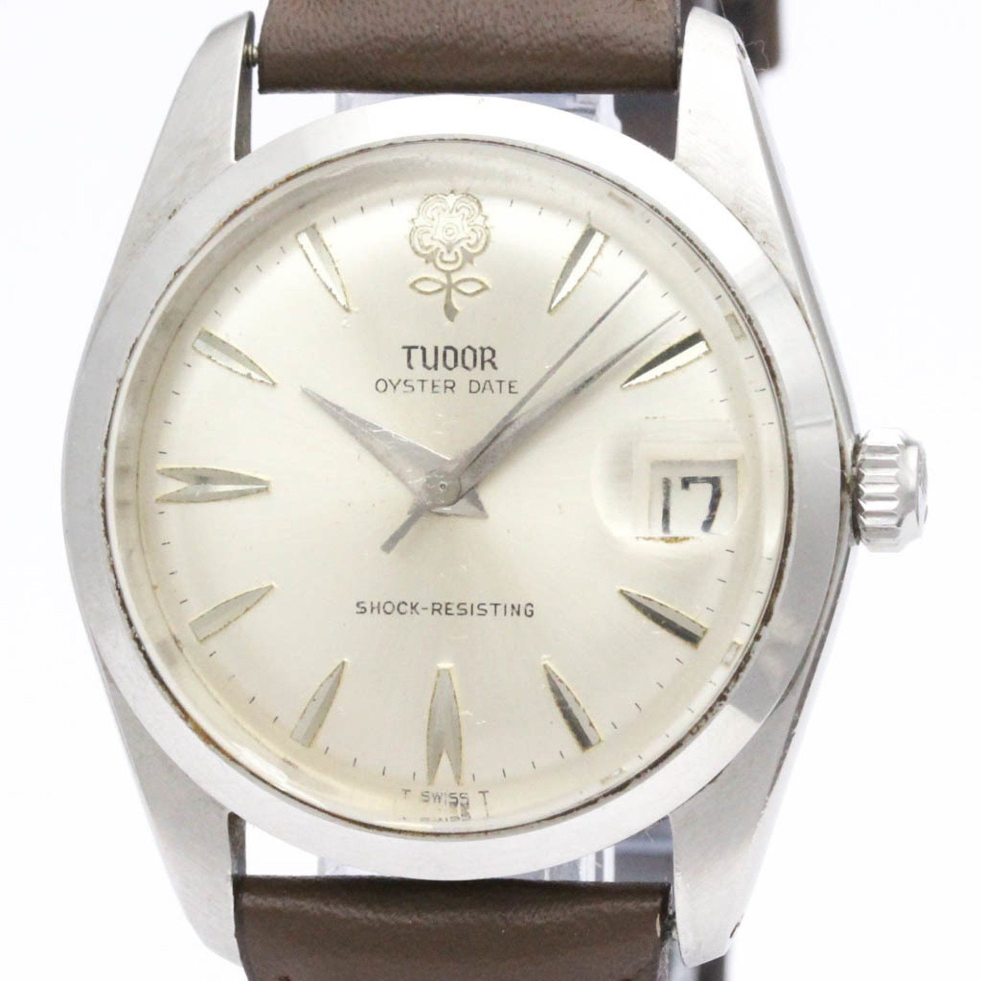 Tudor Vintage TUDOR Oyster Date 7962 Steel Leather Hand-winding Mens ...