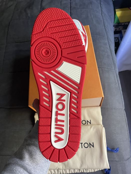 Louis Vuitton Louis Vuitton White Red Monogram Signature Trainer ...