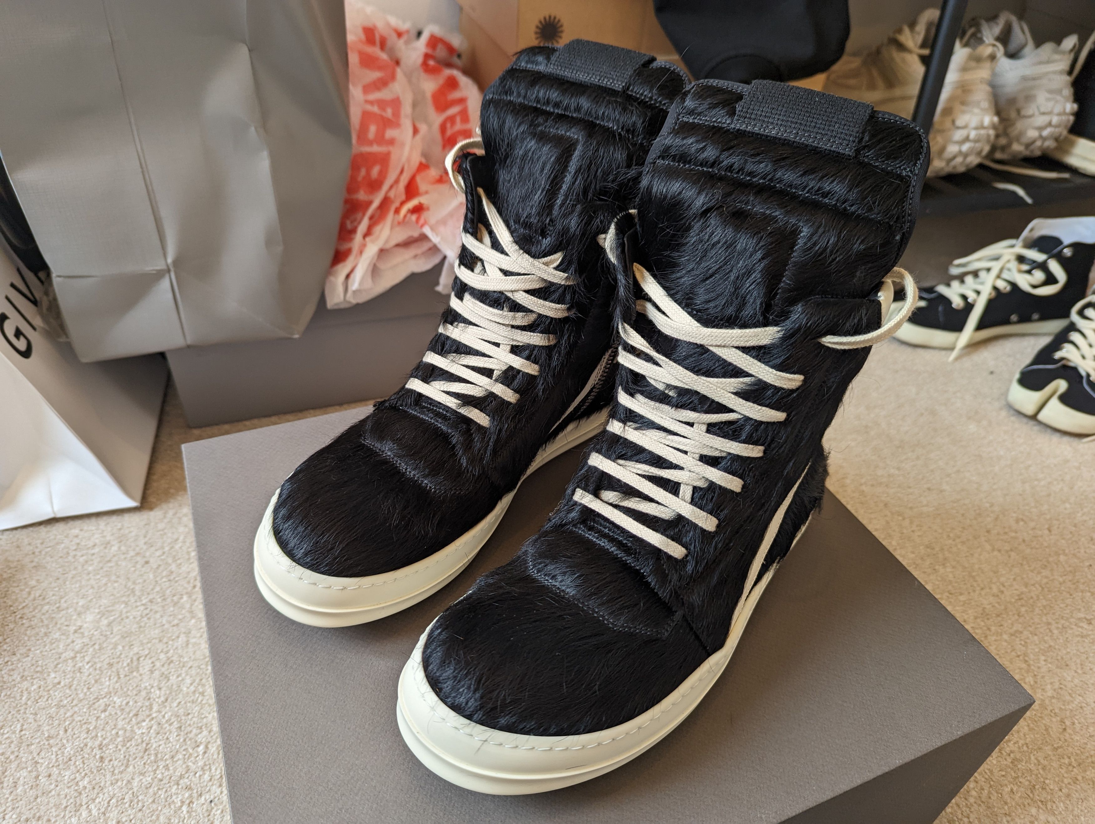 Rick Owens Rick Owens geobasket black fur ponyhair | Grailed
