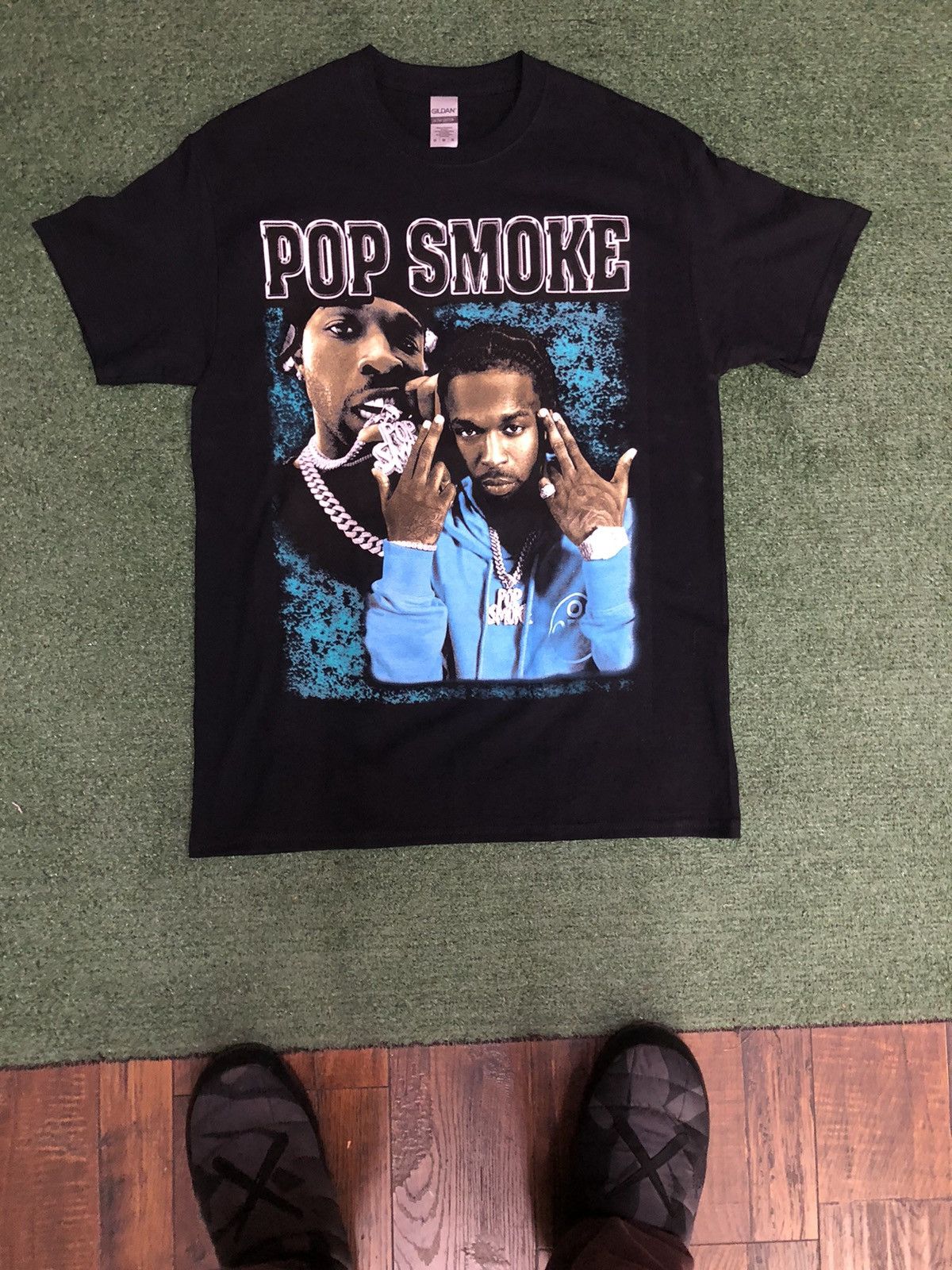 Band Tees pop smoke “blue smoke” vintage bootleg style band tee | Grailed