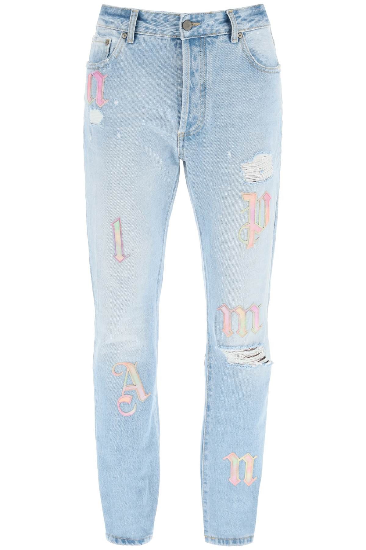 Palm Angels Palm Angels Lettering Patch Denim Jeans | Grailed