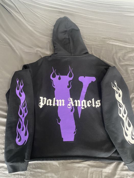Vlone Vlone x Palm Angels Hoodie Black x Purple | Grailed