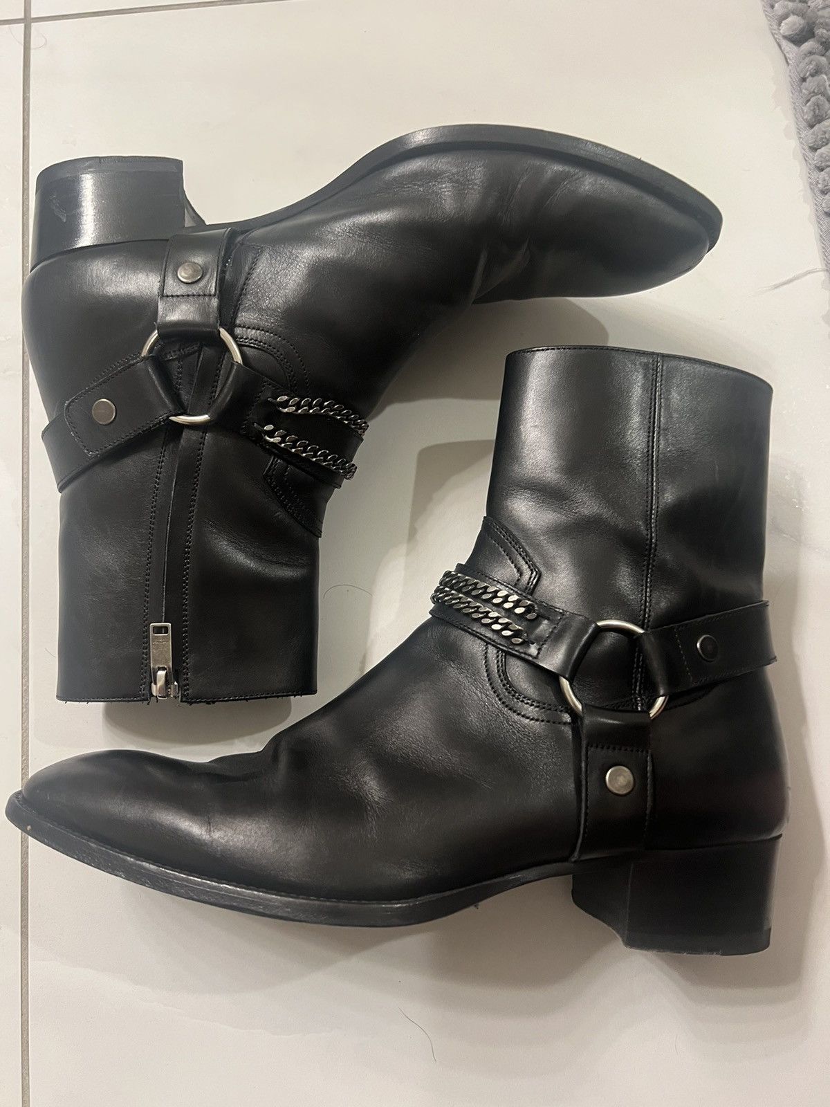 Saint Laurent Paris SLP Chain Wyatt Harness Boots | Grailed