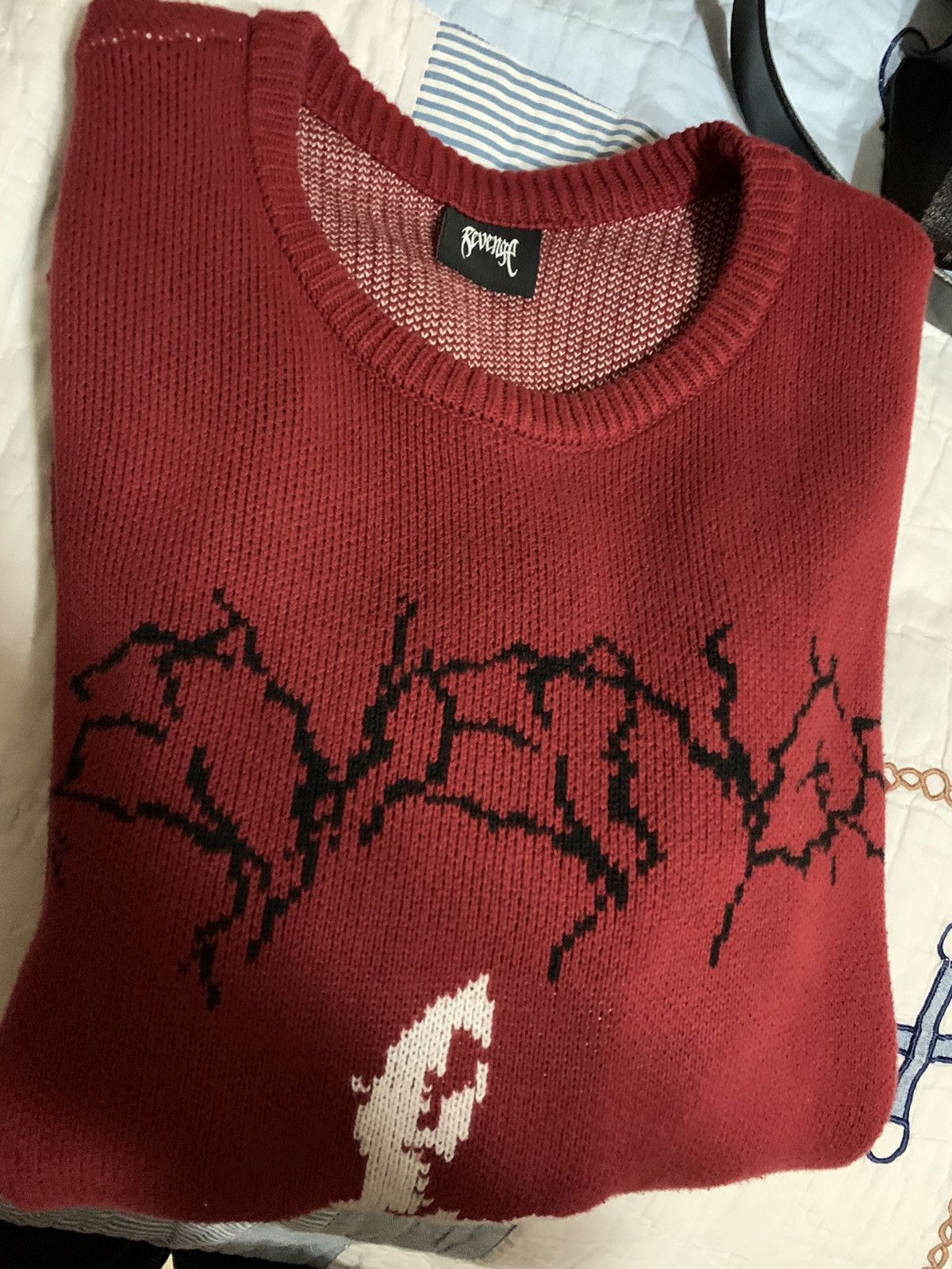 Revenge Revenge David and Goliath red knit sweater | Grailed