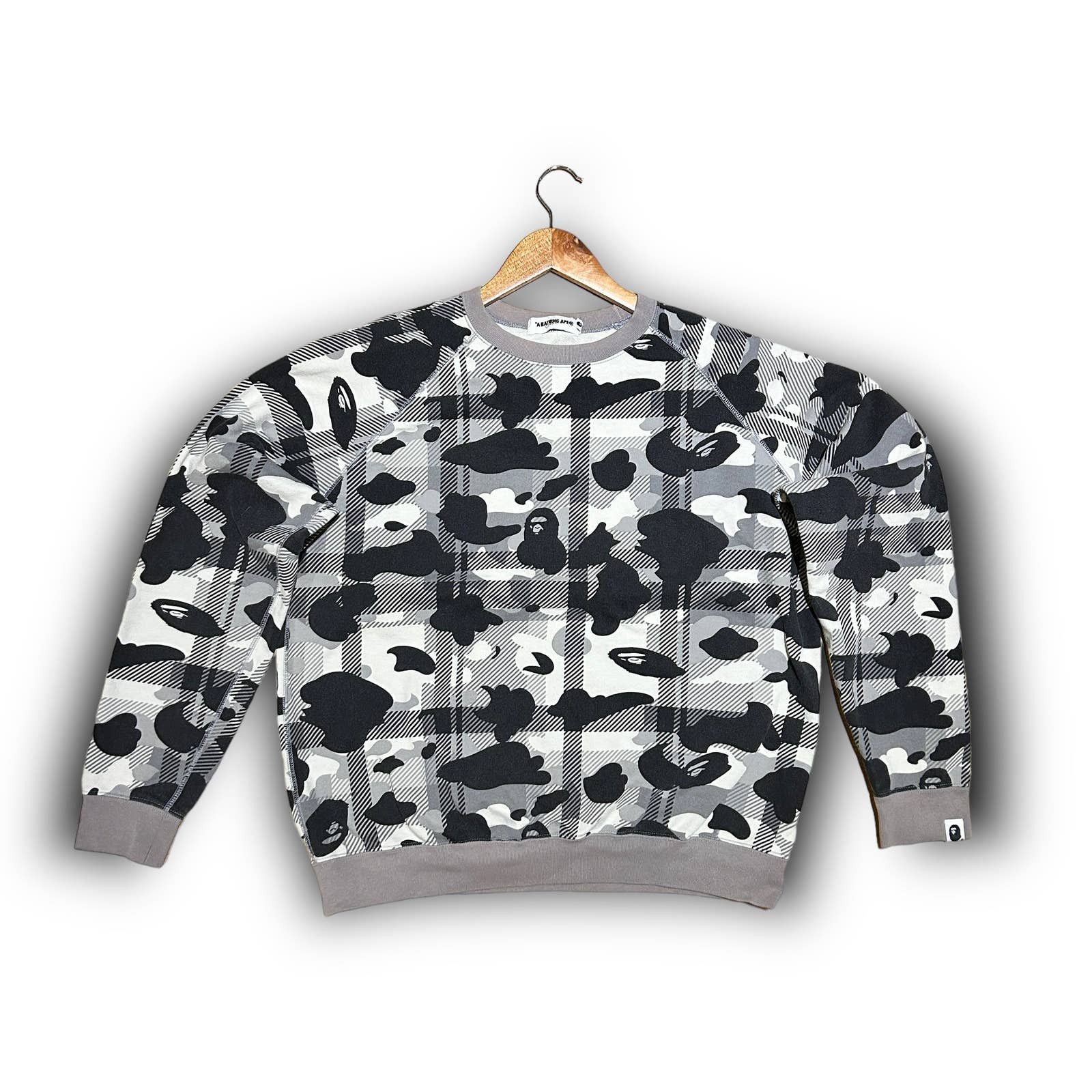 Bape A bathing ape, patterned jumper, medium, relaxed fit, grey | Grailed