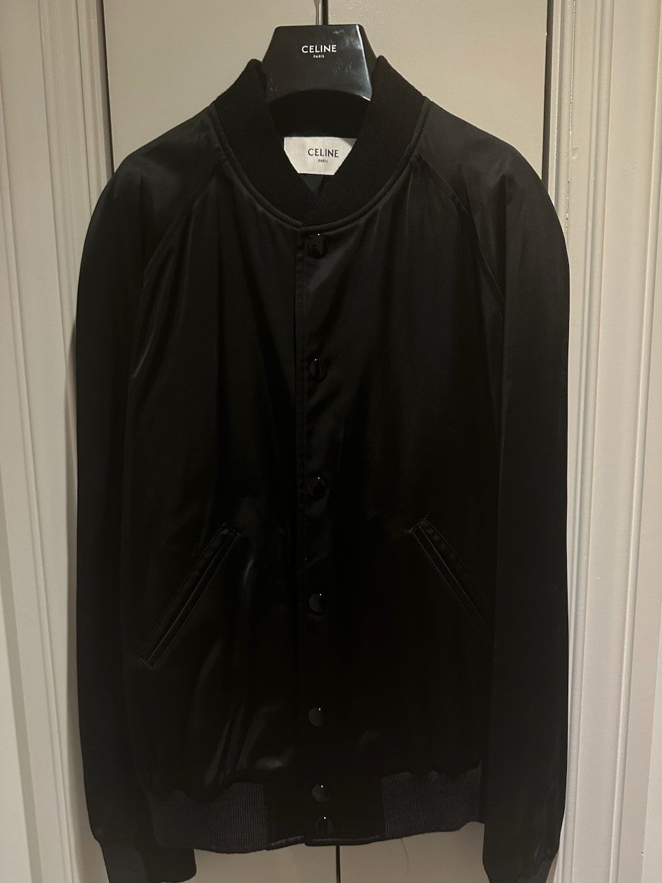 Celine Celine Teddy Bomber Jacket with Gothic Satin Embroidery | Grailed