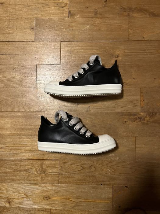 Rick Owens Rick Owens Ramones low jumbo lace black leather | Grailed