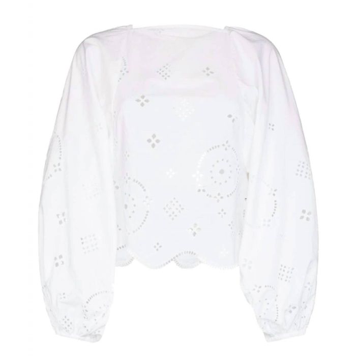 Ganni Broderie Anglaise Blouse In White | Grailed