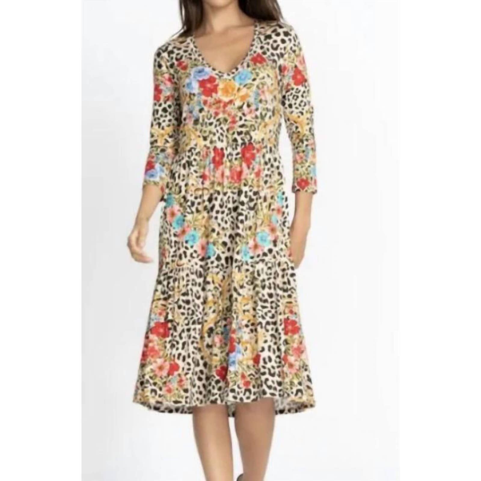 Johnny Was Cheetah Tiered Dress In Mti | Grailed