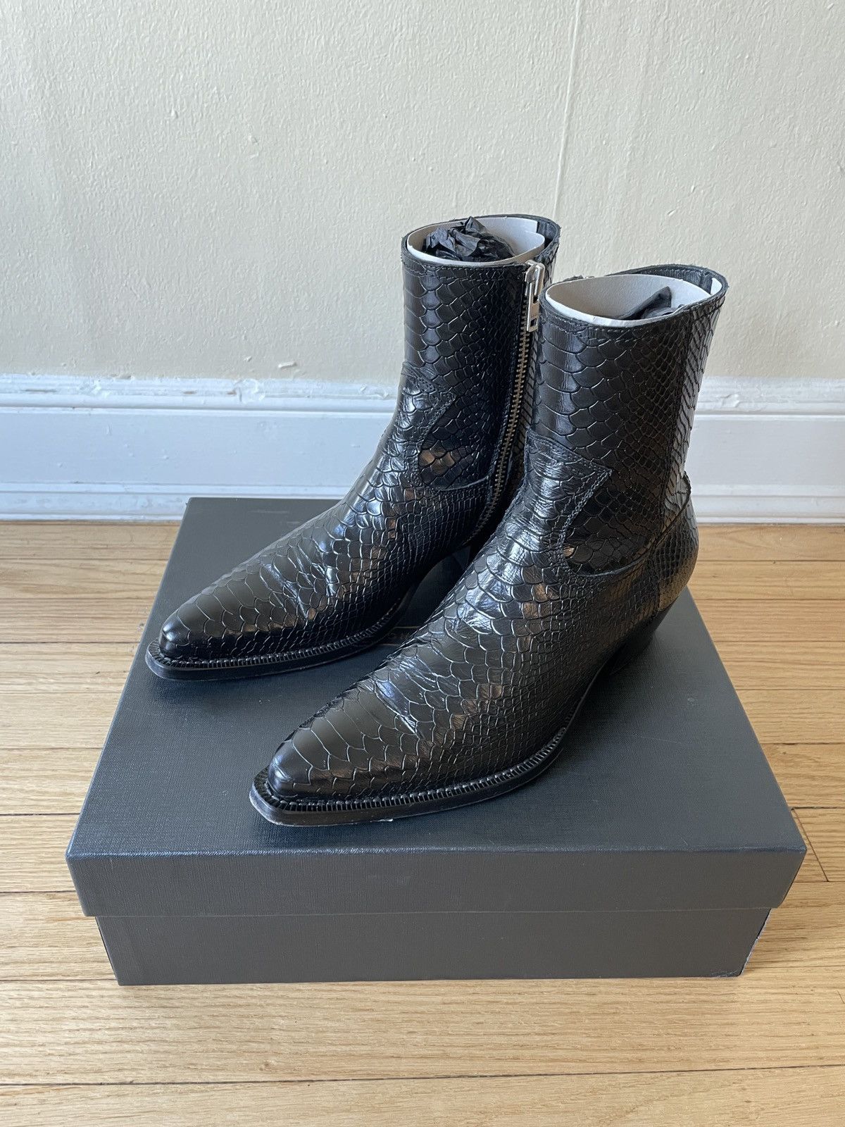 From The First From The First Diego Boot in black python leather | Grailed