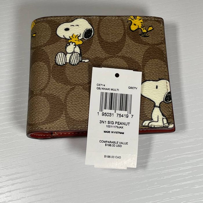 Coach Coach Peanuts Signature Canvas With Snoopy Woodstock Wallet | Grailed