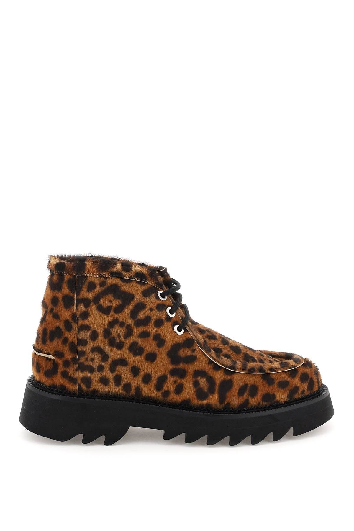 AMI Ami Paris Leopard Calfhair Lace-Up Ankle Boots | Grailed
