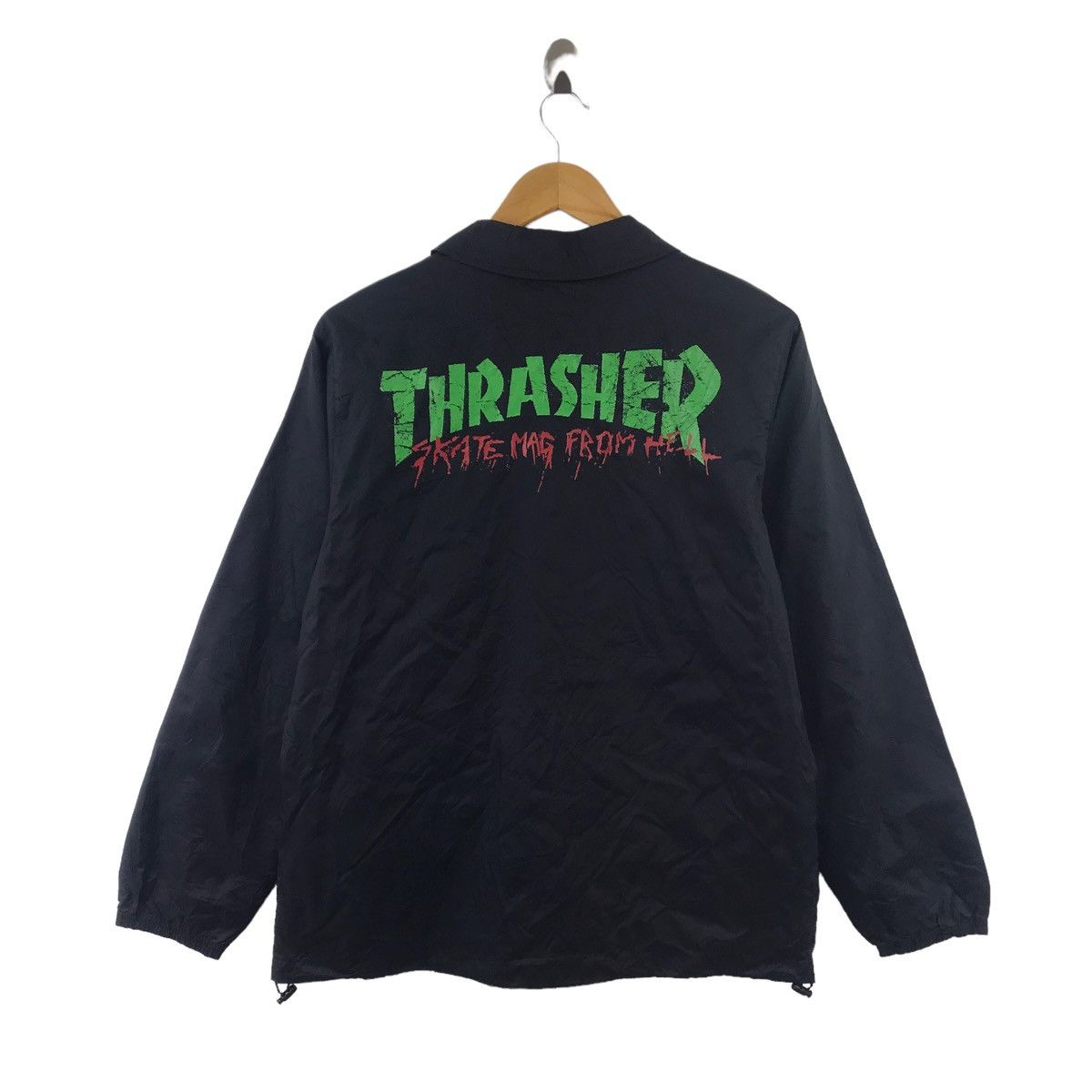Thrasher THRASHER SKATE MAG From Hell Black Windbreaker Coach Jacket ...