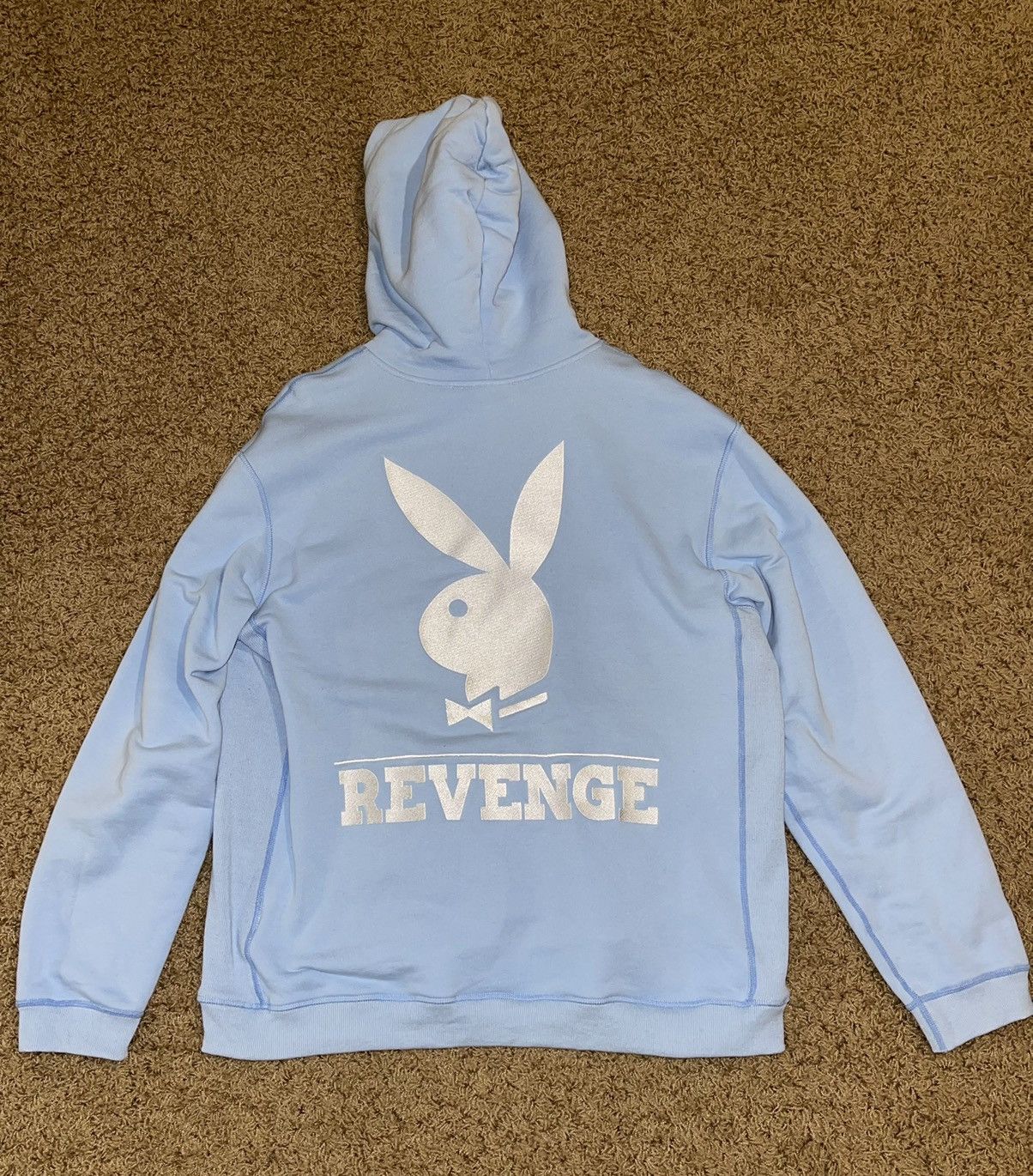 Revenge Revenge x Playboy Embroidered Baby Blue Hoodie | Grailed