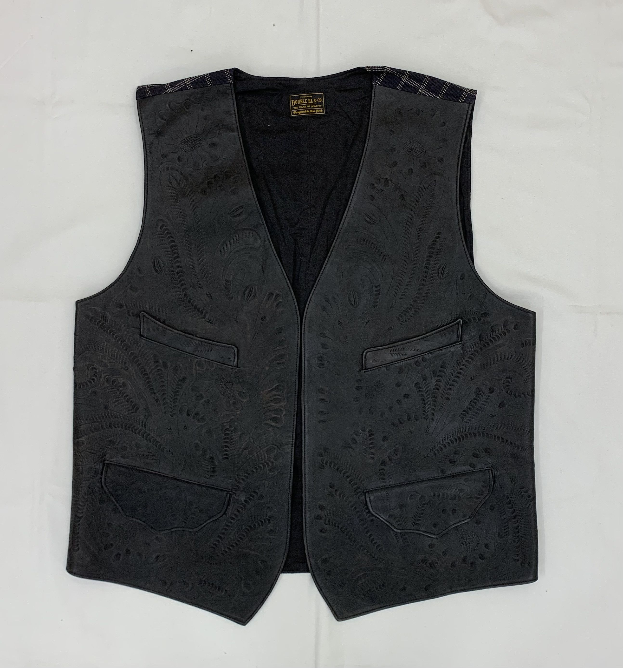 RRL Ralph Lauren × Ralph Lauren × Vintage Double RL Hand Tooled Leather ...