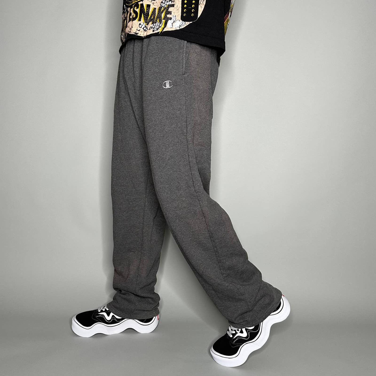 Champion Dark Grey Champion Sweatpants Baggy Fit Embroidered Logo | Grailed