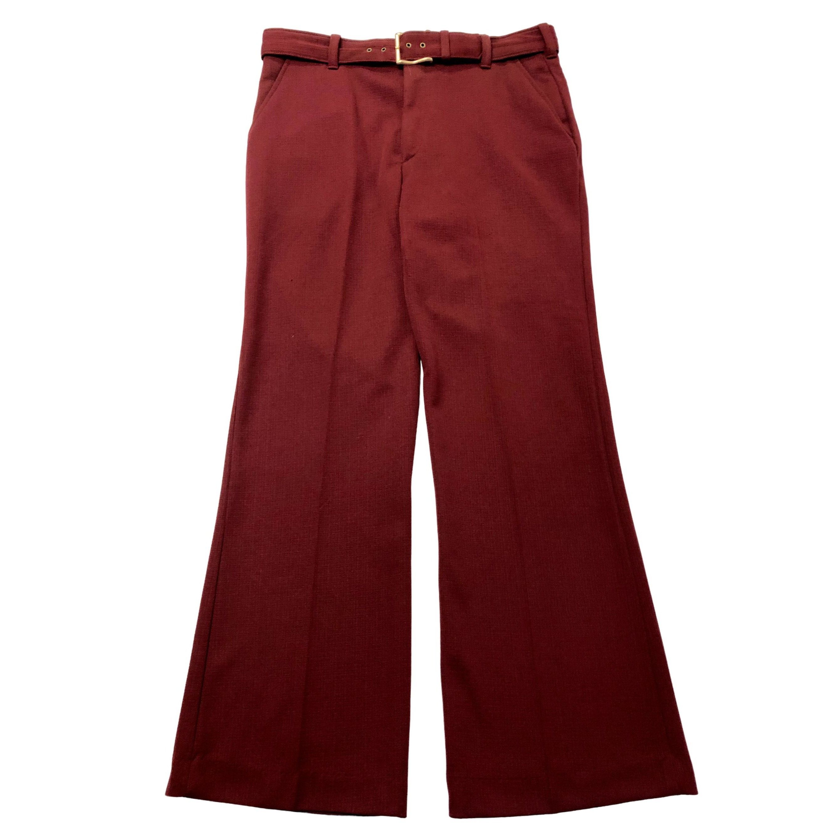 Other 70s Double Knit Slacks TEXTURED MoD Belted BELL BOTTOM Pants ...
