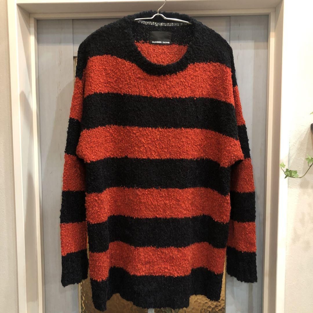 Number (N)ine NUMBER (N)INE Striped Knit Sweater Red x Black 2 / M ...