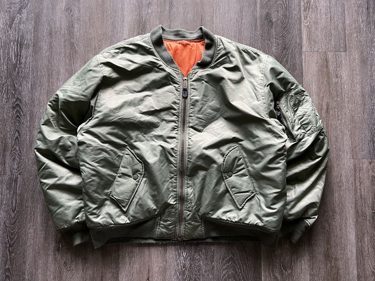 Vintage Vintage 80s MA-1 Bomber Air Force flight jacket olive green ...