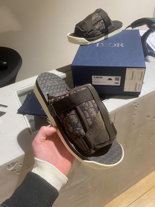 Dior BNWT Dior Alpha Slides Oblique Brown | Grailed