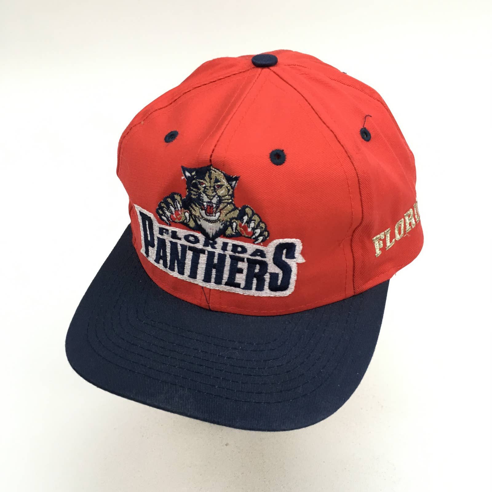 NHL 90s Florida Panthers Hat Cap Snap Back Red Blue NHL Hockey | Grailed