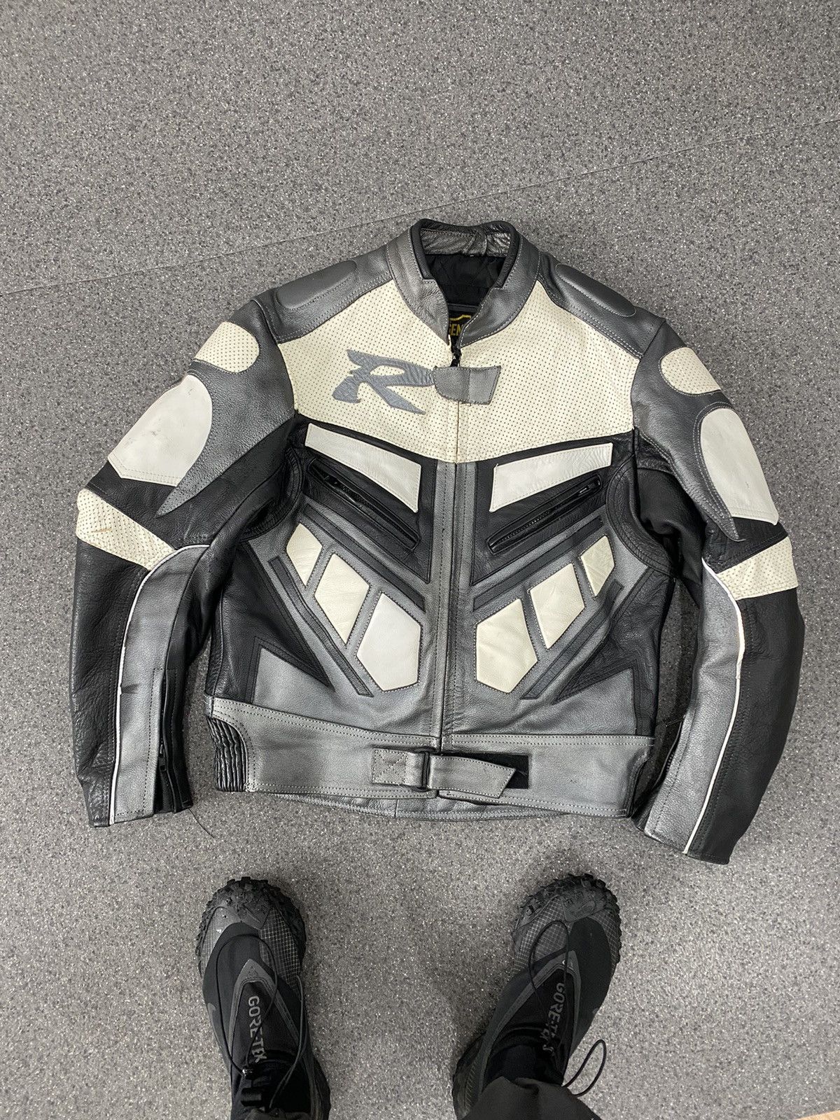 Leather Jacket × Racing × Vintage Vintage R Grey Racing Jacket | Grailed